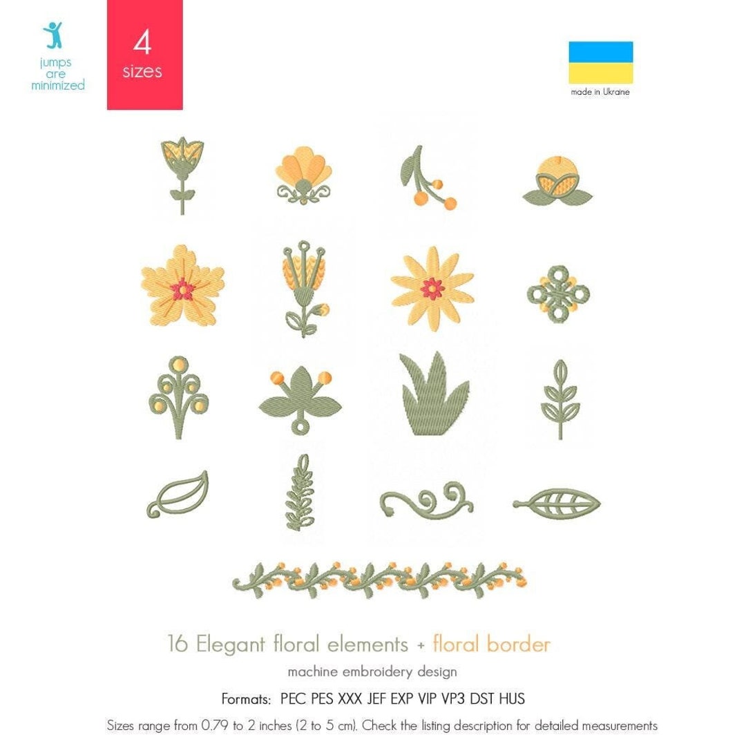 Mini Flower Machine Embroidery – 17 Designs - Instant Download - Etsy