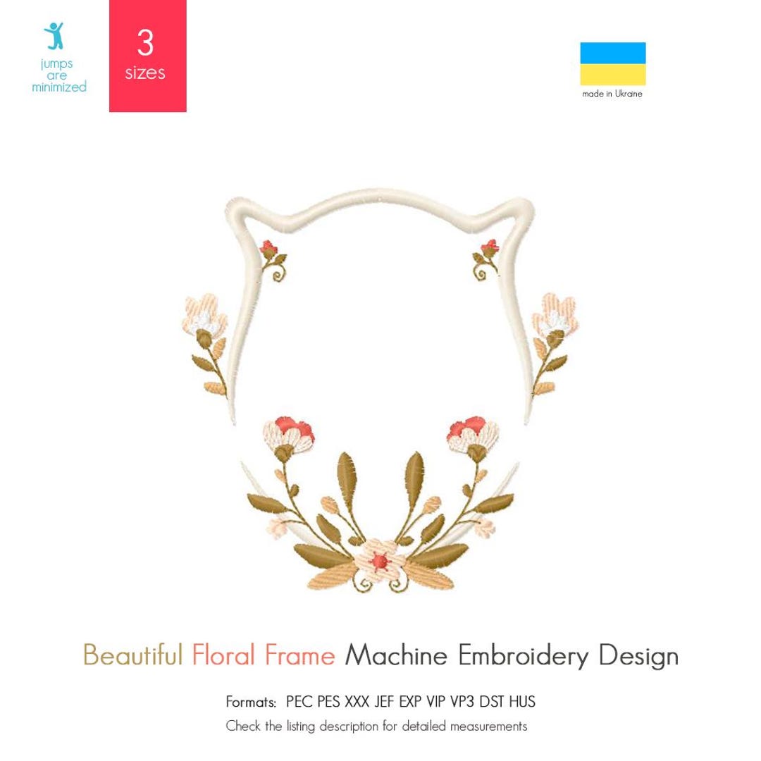 Floral Frame Machine Embroidery Design, Wreath Monogram (digital ...