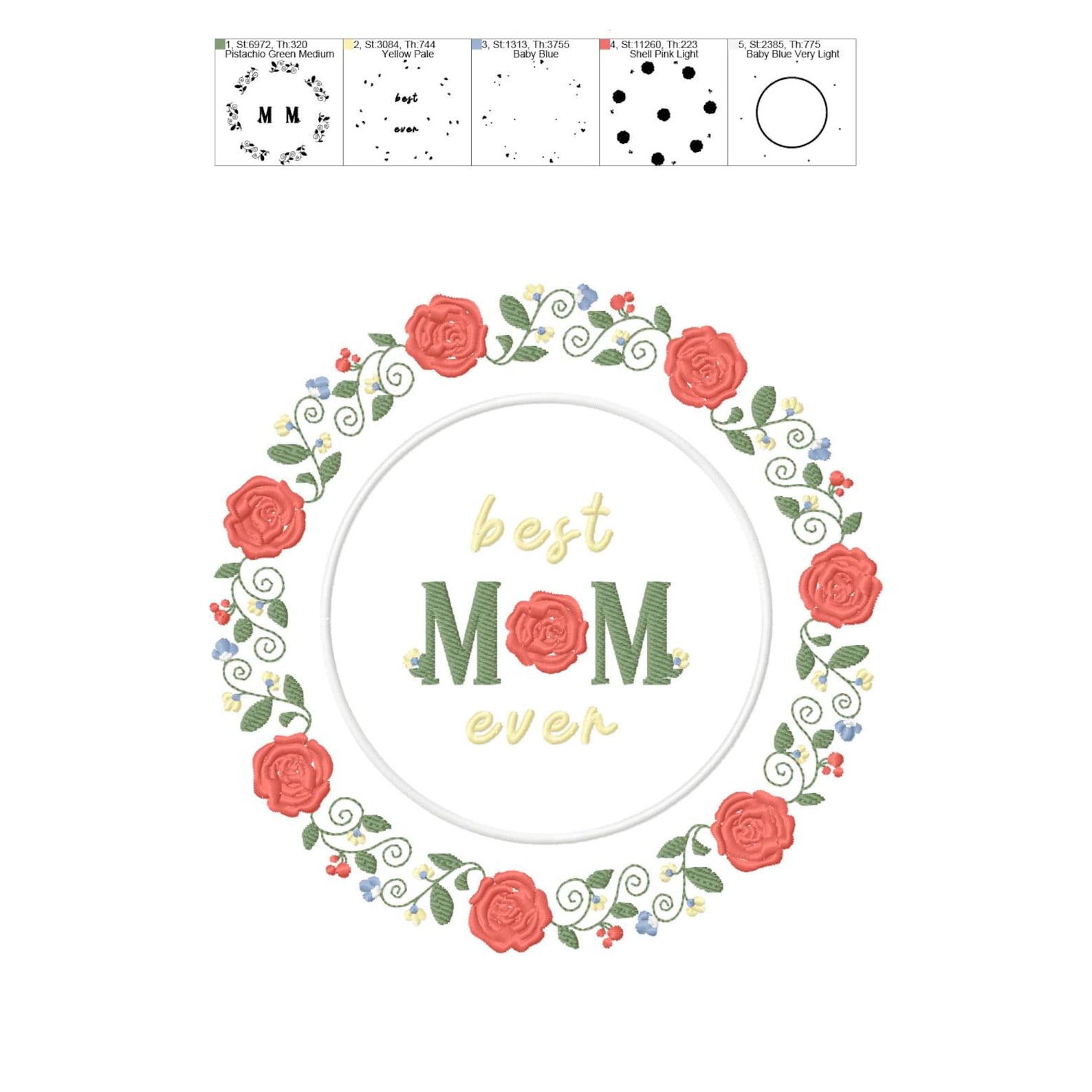 Best Mom Ever Embroidery Design – Floral Wreath (instant Download) - Etsy