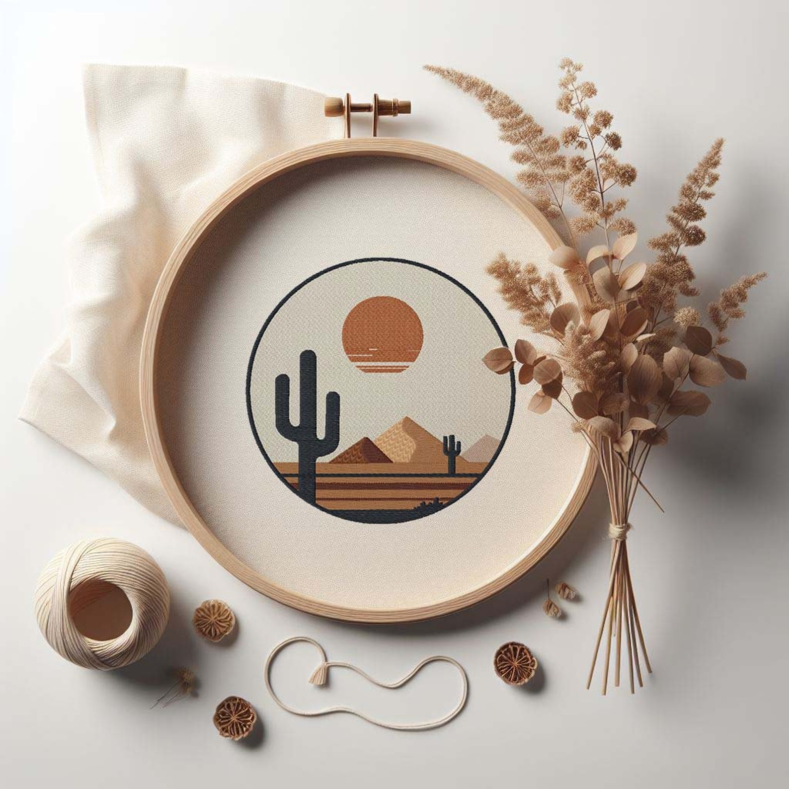 Desert and Cacti Machine Embroidery Design. Desert Machine Embroidery ...