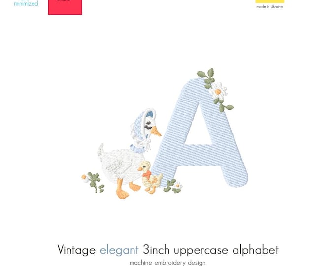 Machine Embroidery 3inch Uppercase Alphabet 4x4 Hoop, Vintage Goose ...