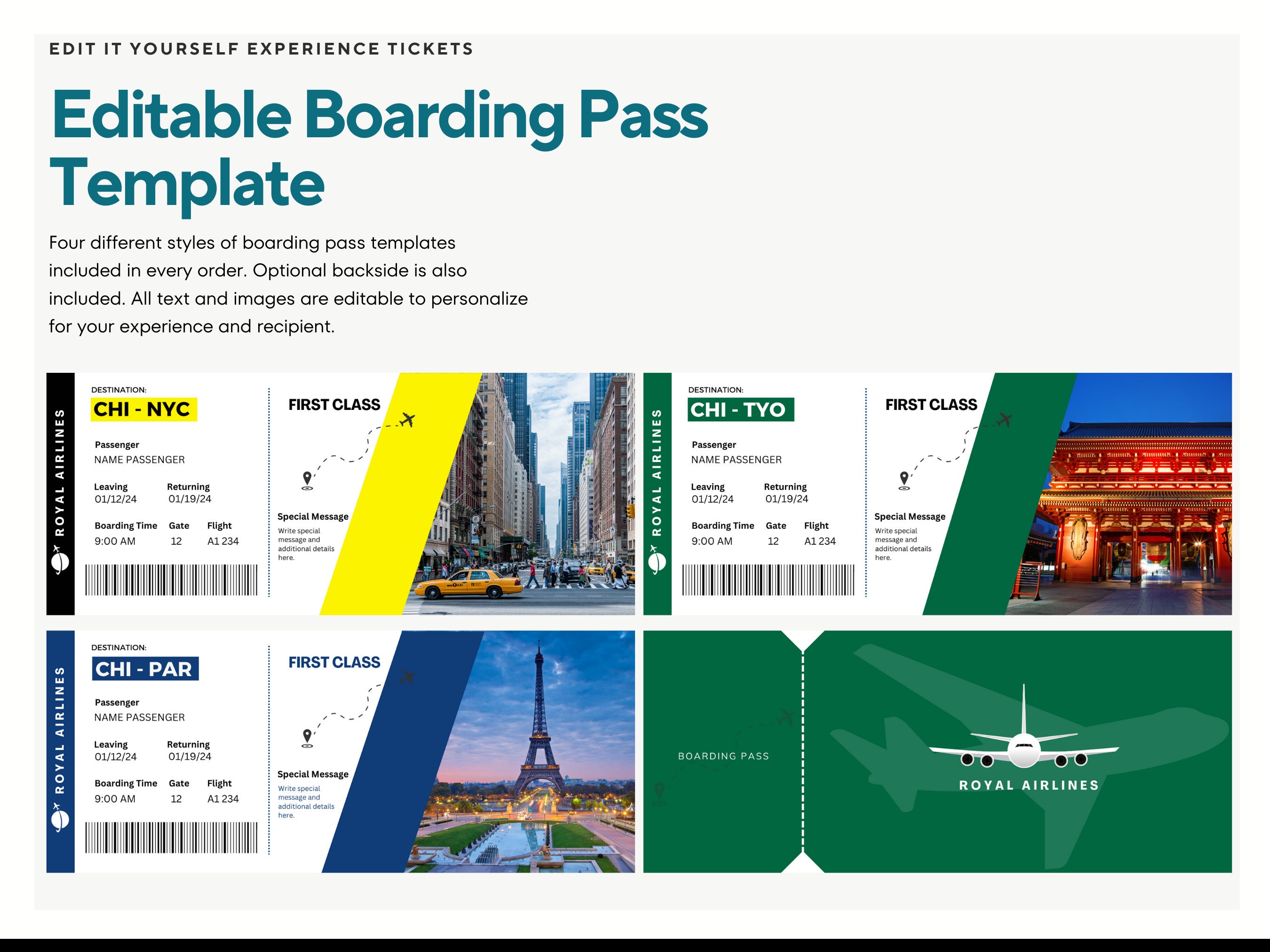 Editable Boarding Pass Template L Printable Airline Ticket L Boarding ...
