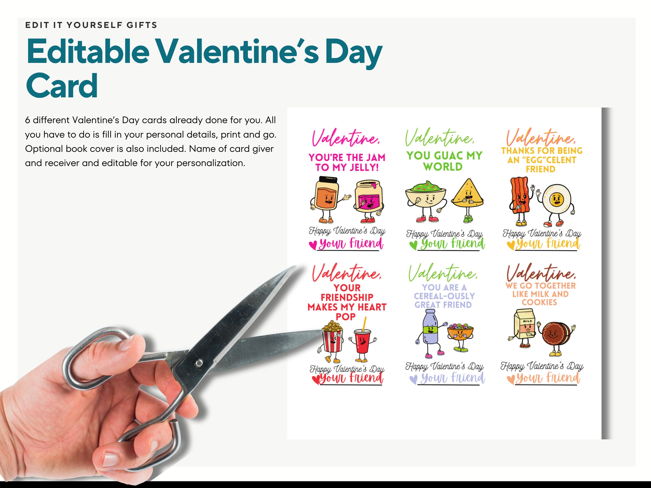 Printable Food Pairing's Valentine's Day Cards L Classroom Valentine's ...