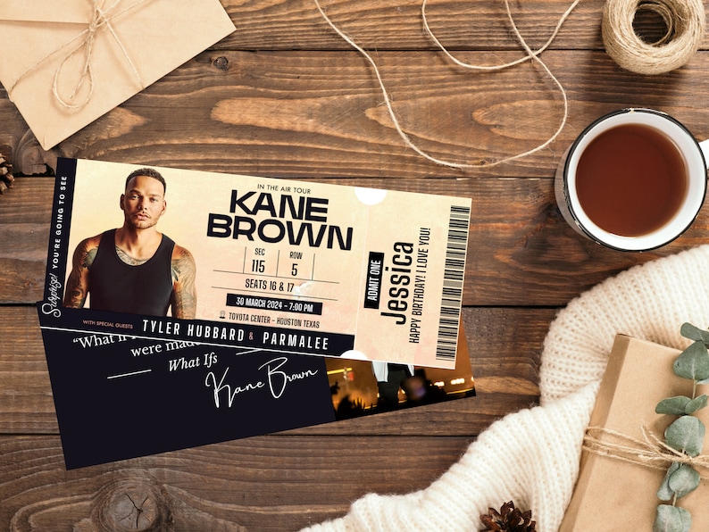 Editable Concert or Ticket Stub Kane Brown in the Air Concert Tour L ...