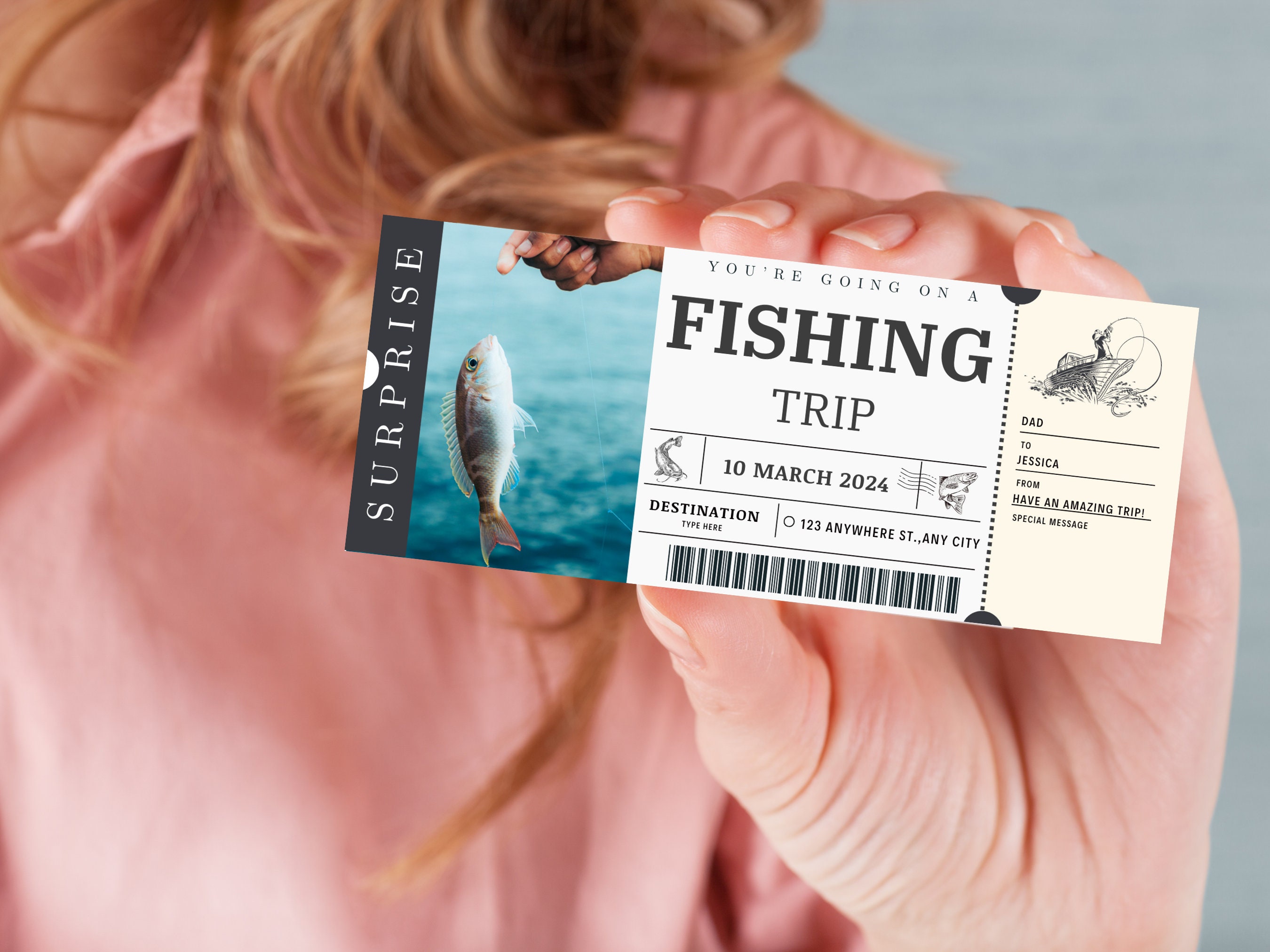 Fishing Trip Gift Voucher L Printable Gift Certificate L Editable ...
