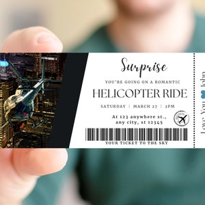 Helicopter Ride Ticket L Printable Tickets L Editable Voucher L Gift ...
