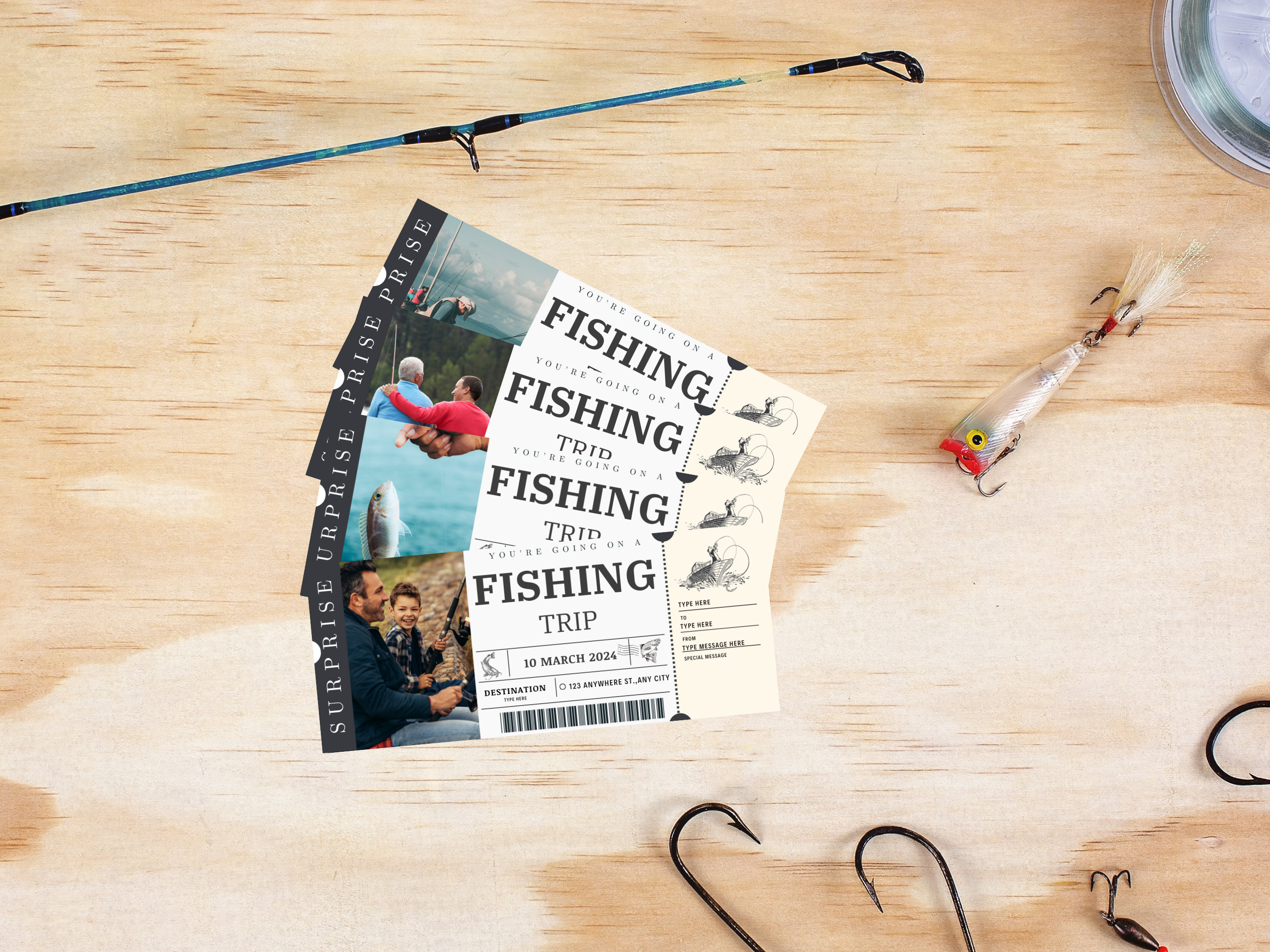 Fishing Trip Gift Voucher L Printable Gift Certificate L Editable ...