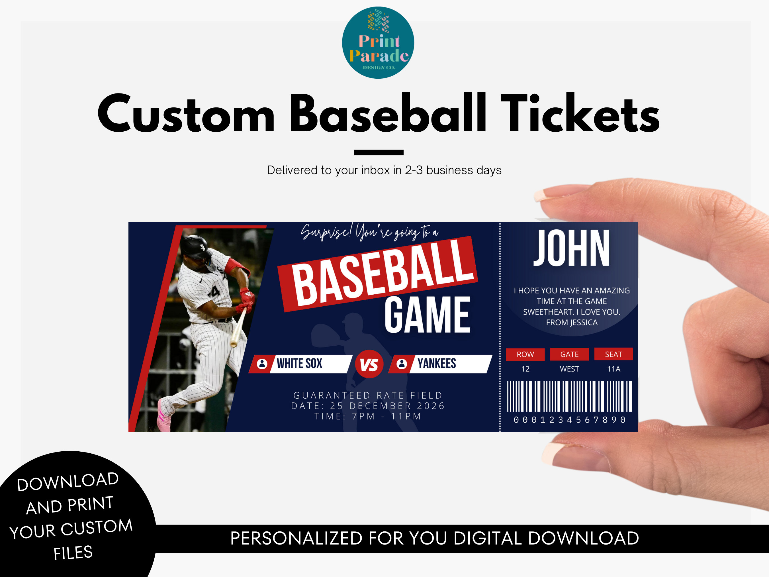 Personalized Baseball Game Ticket L Custom Tickets L Sports Ticket ...