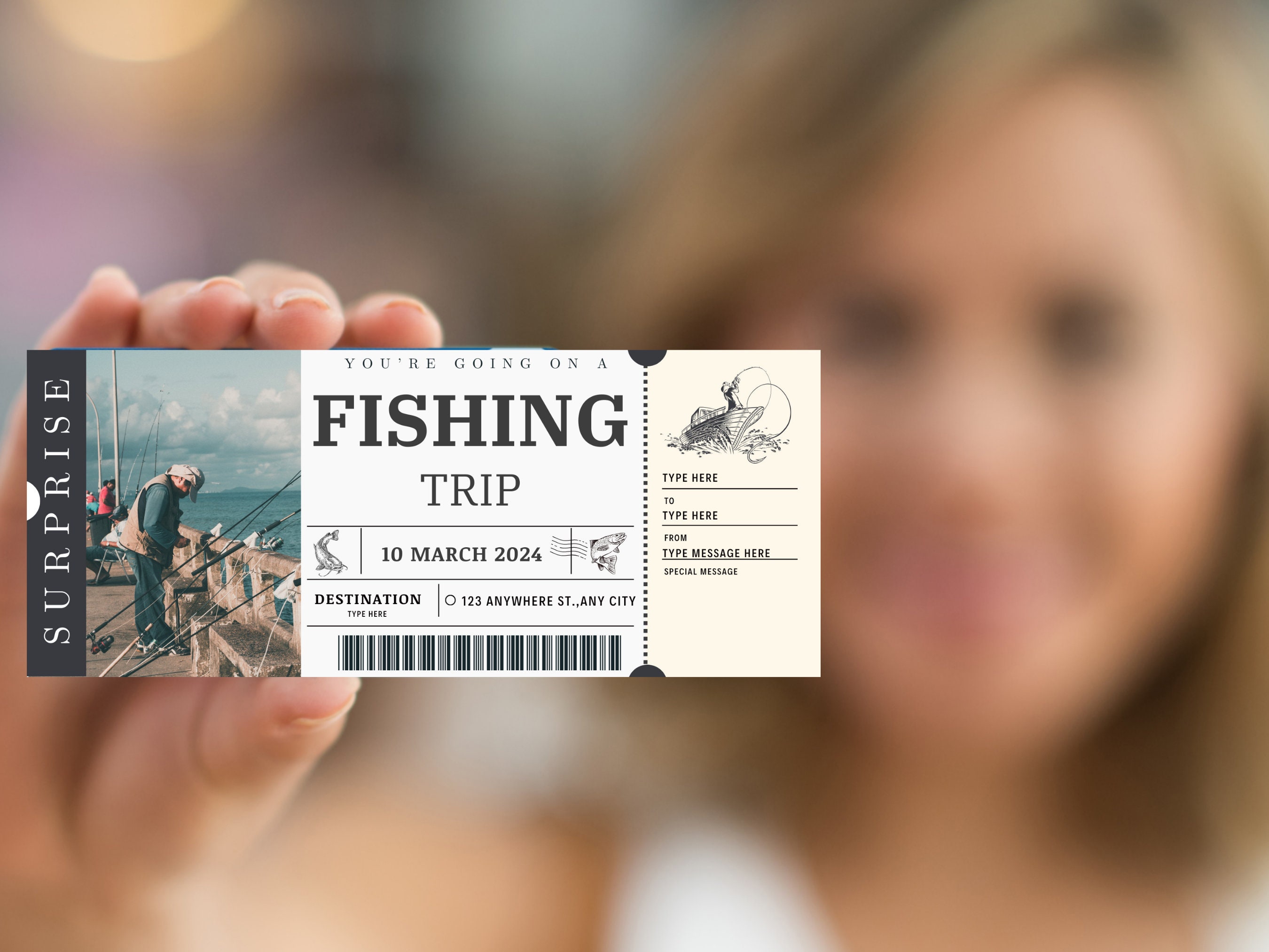 Fishing Trip Gift Voucher L Printable Gift Certificate L Editable ...