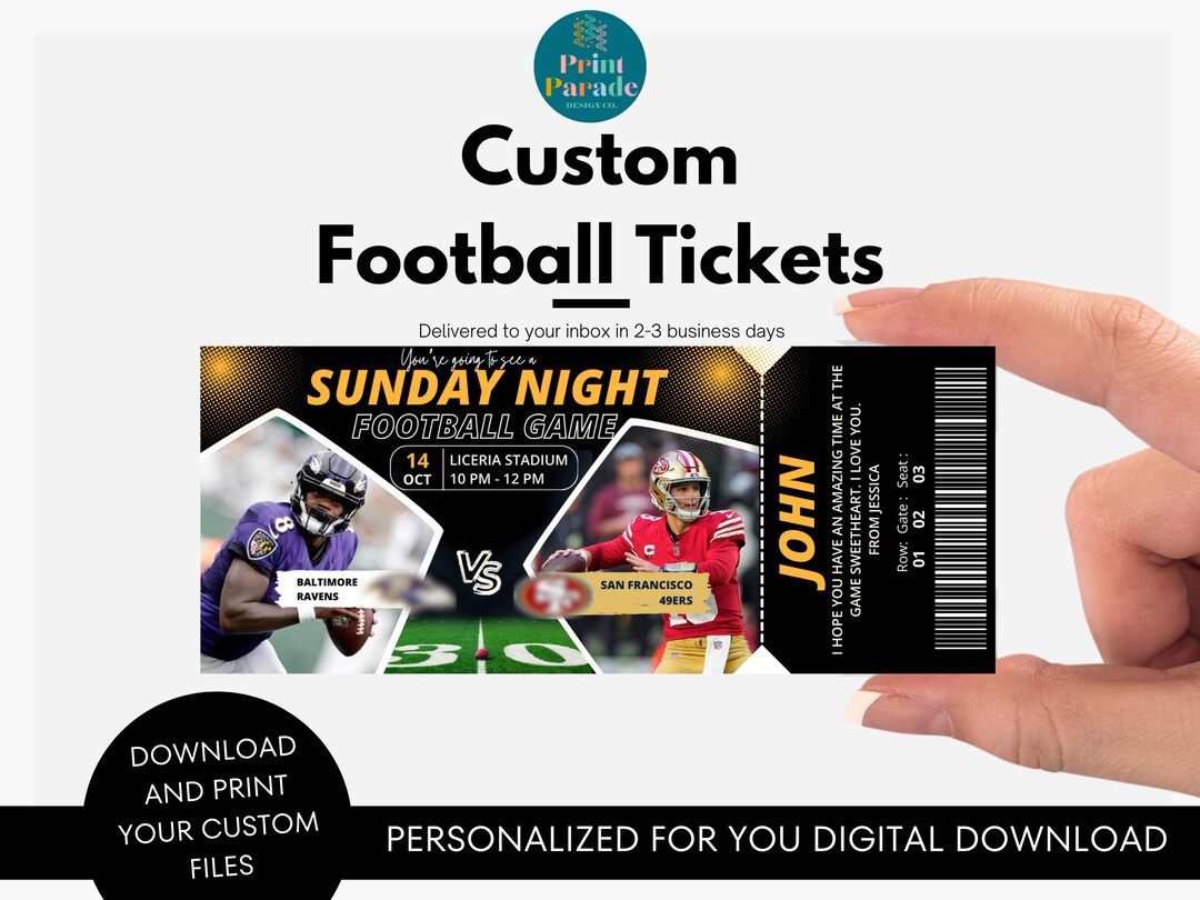 Personalized Football Game Ticket L Custom Tickets L Sports Tickets ...