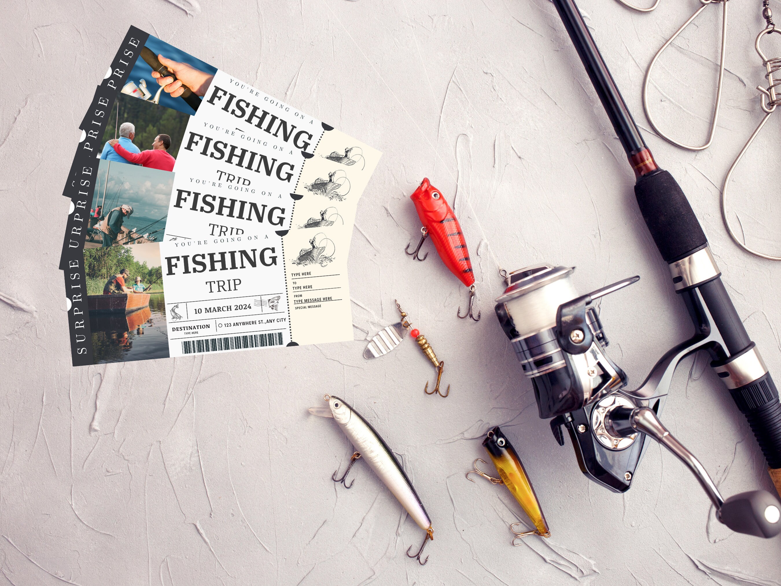 Fishing Trip Gift Voucher L Printable Gift Certificate L Editable ...