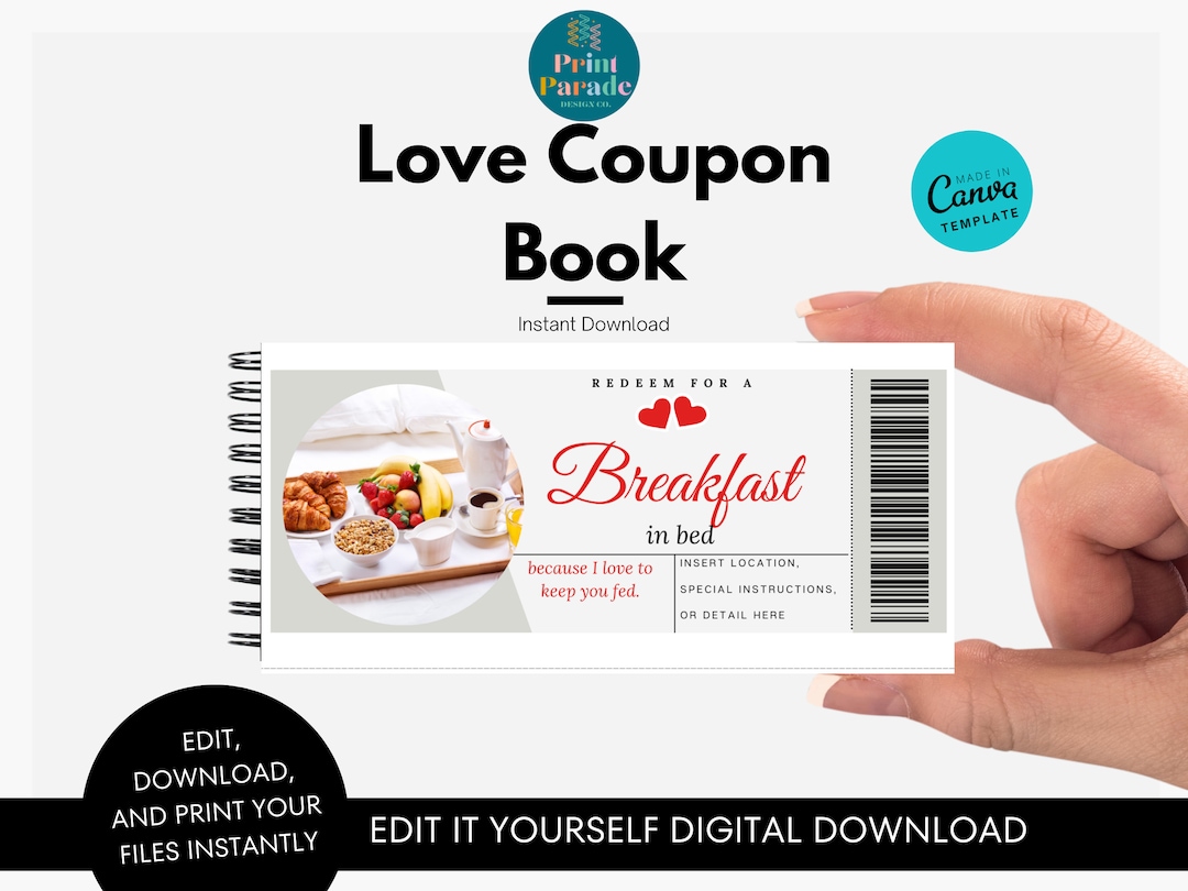 Editable Love Coupon Book L Printable Love Coupon L Couple Coupons L ...