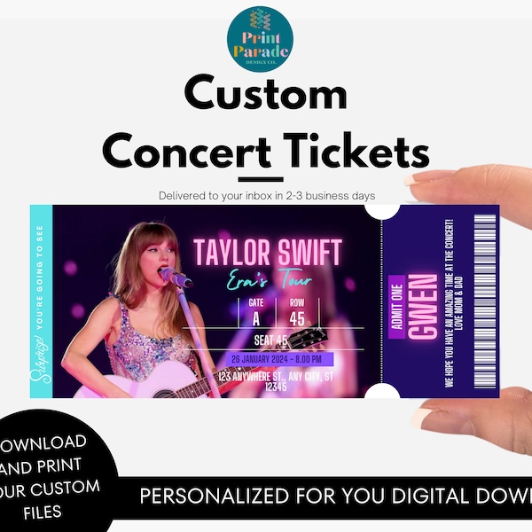 Personalised Concert Ticket Print - Etsy