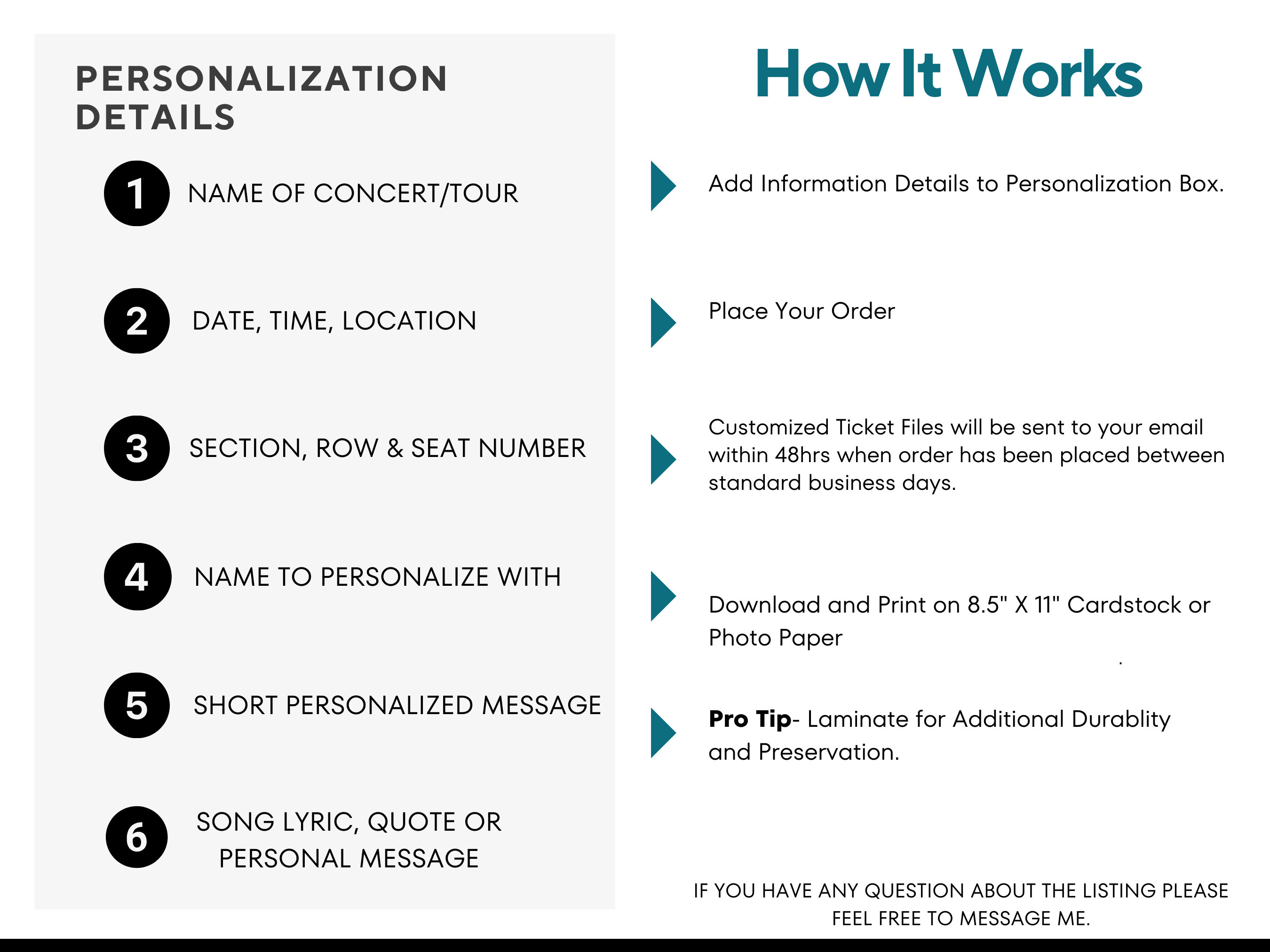 PERSONALIZED Concert or Event Ticket Stub | Print | Email Delivery ...