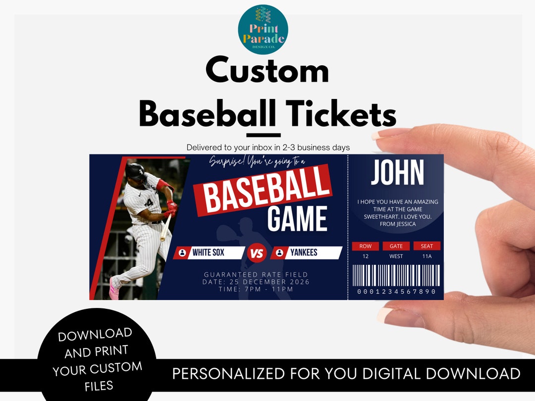 Personalized Baseball Game Ticket L Custom Tickets L Sports Ticket ...