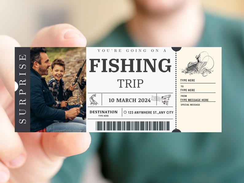 Fishing Trip Gift Voucher L Printable Gift Certificate L Editable Ticket L Fishing Trip Coupon L ...