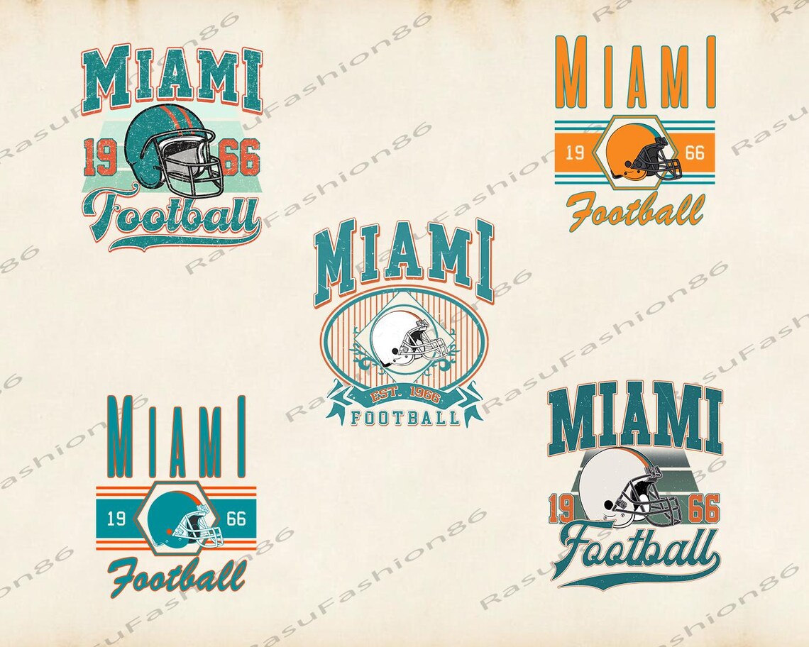 5 Files Png Vintage Miami Football, Retro Miami Football Png, Sports ...