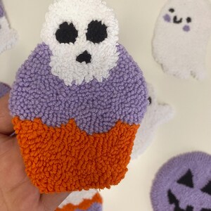 Punch Needle Halloween Coaster, Halloween Home Decor, Handmade ...
