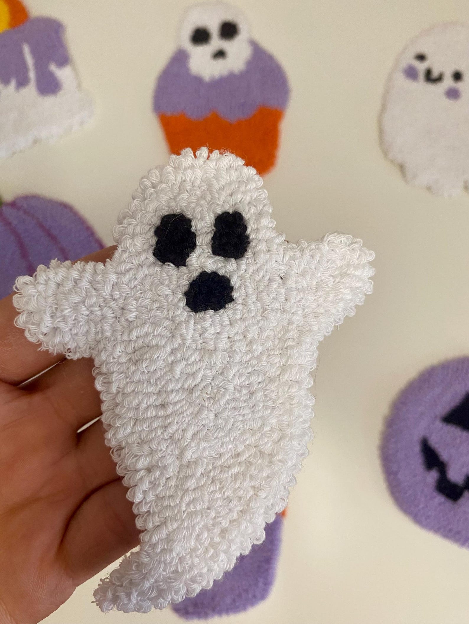 Punch Needle Halloween Coaster, Halloween Home Decor, Handmade ...