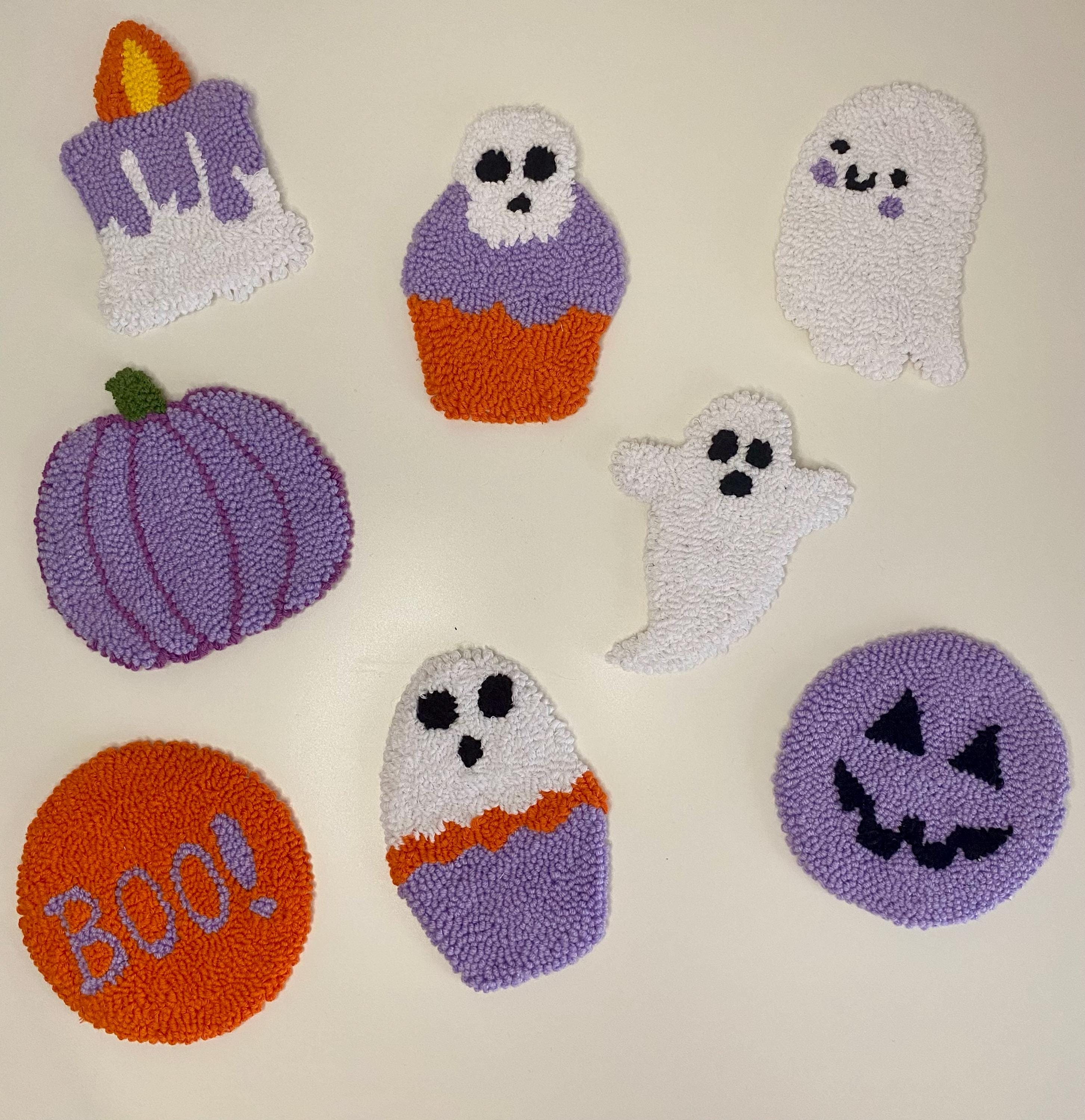 Punch Needle Halloween Coaster, Halloween Home Decor, Handmade ...