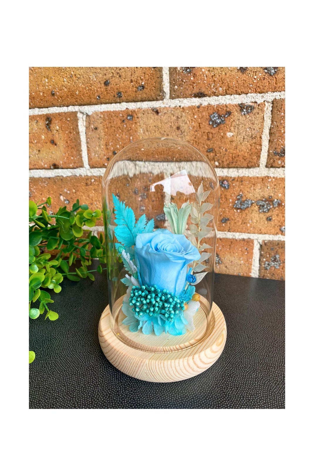 Preserved Blue Rose Dome Light – Eternal Flower, Handmade Valentine's ...