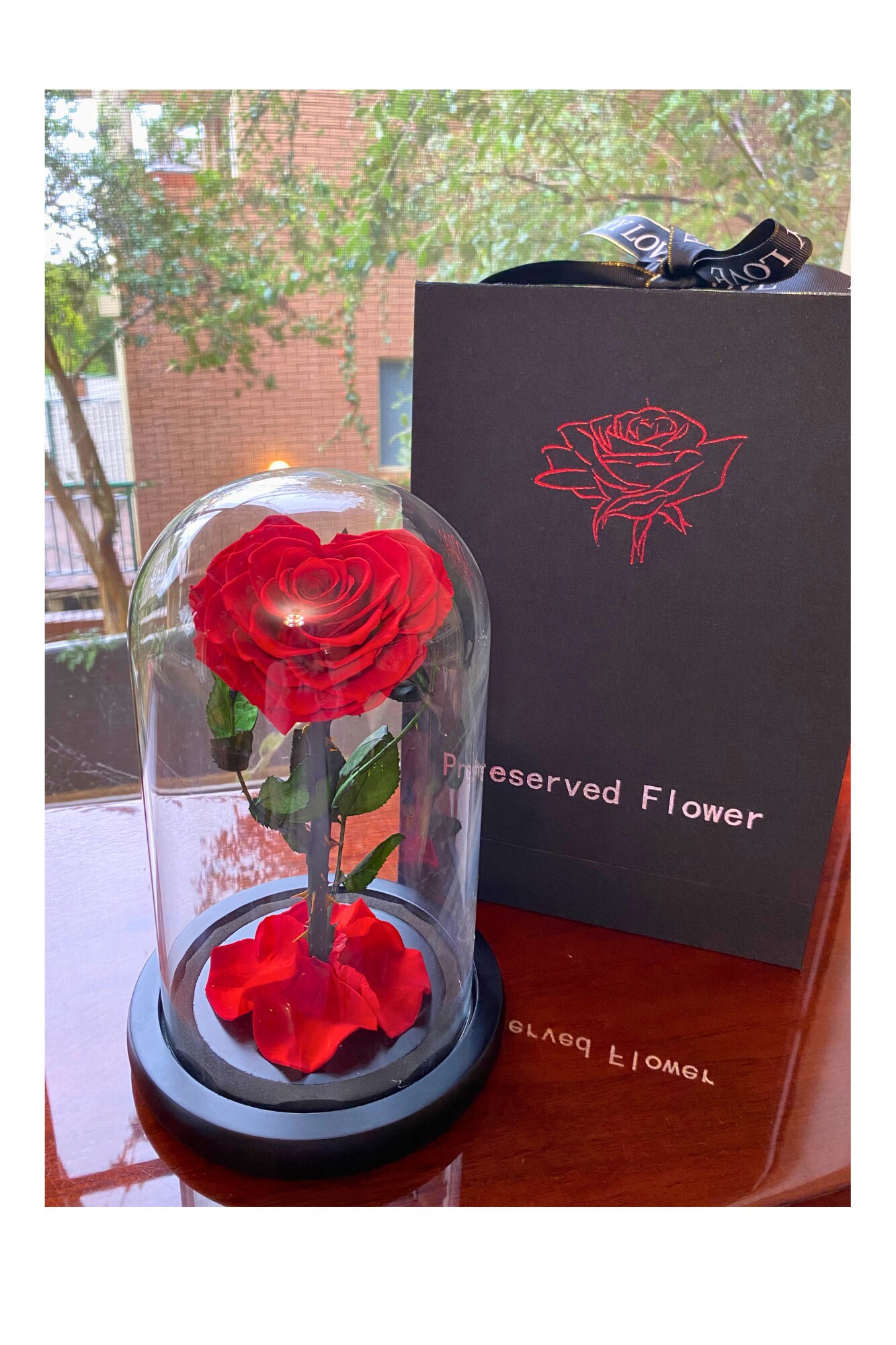Eternal Red Heart Rose in Glass Dome, Handmade Gift (20cm) - Etsy
