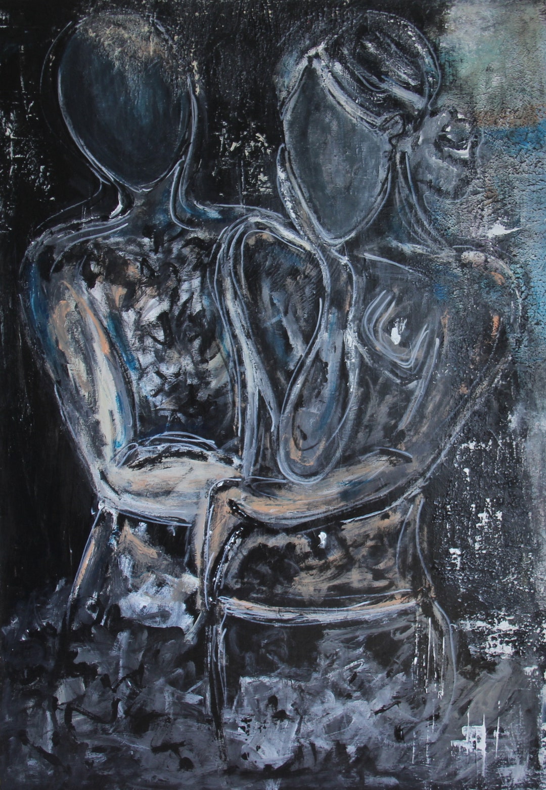 Hug Tightly, Darling, Original Acrylic Painting on Canvas - Etsy