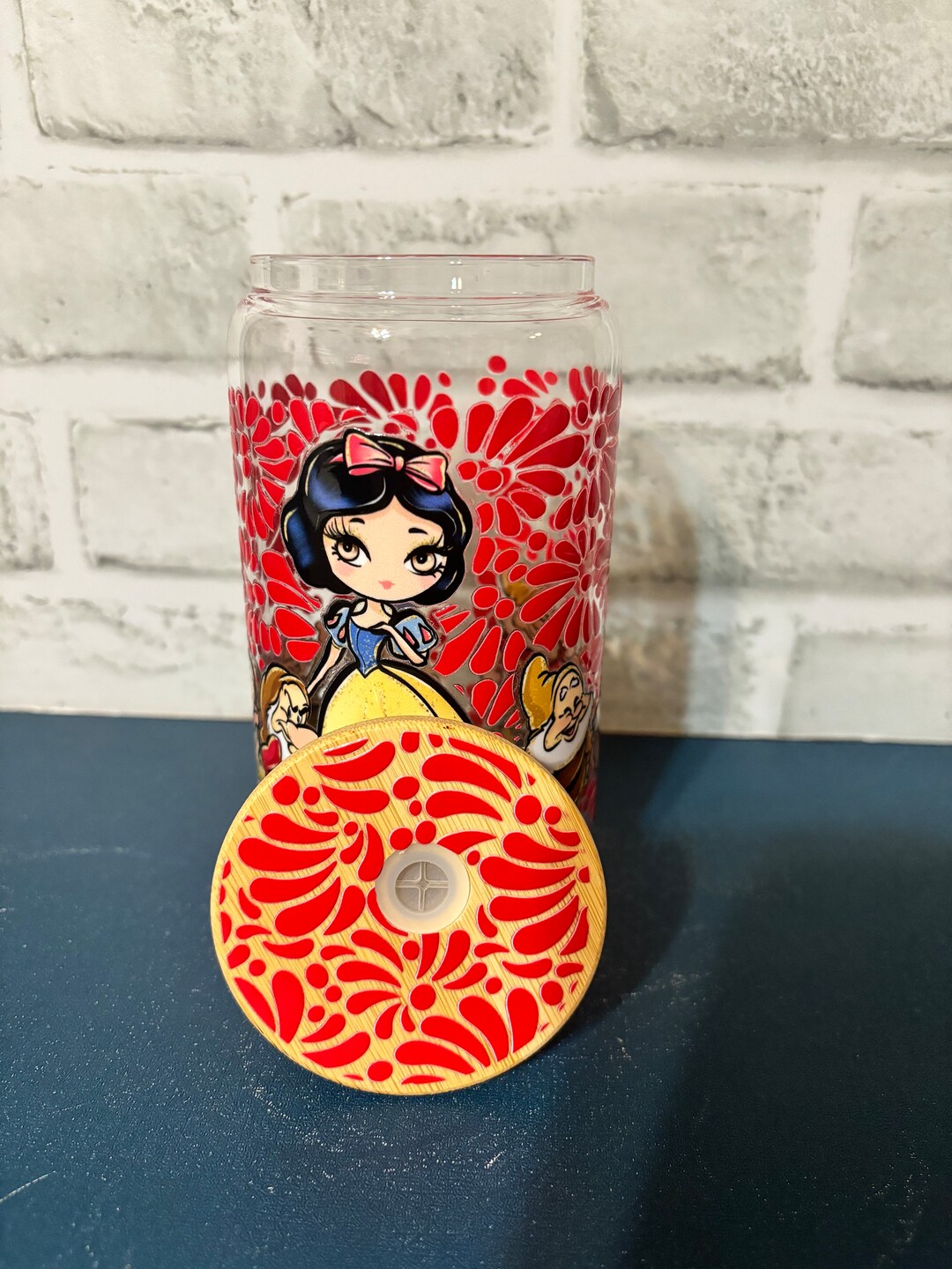 Snow White Libby Glass Cup With Matching Lid - Etsy