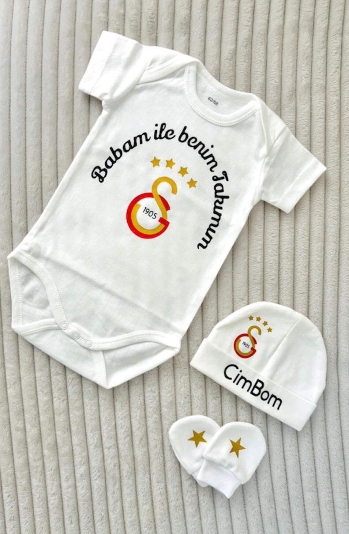 Galatasaray Cim Bom Gift Set Baby Bodysuit, Baby Gloves, Baby Hat - Etsy