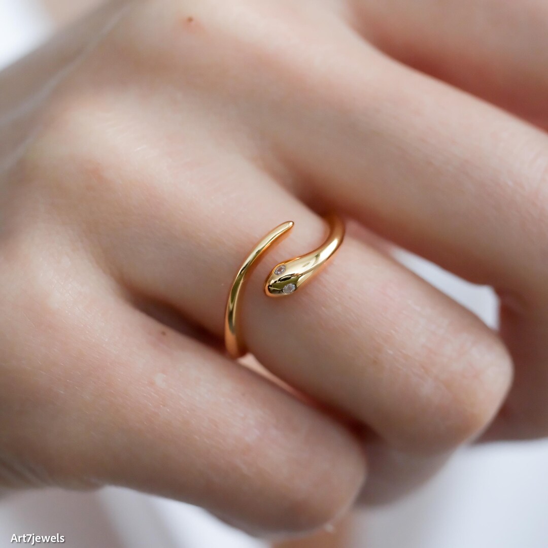 Dainty Gold Snake Ring, Cute Snake Ring, Minimalist Serpent Ring ...