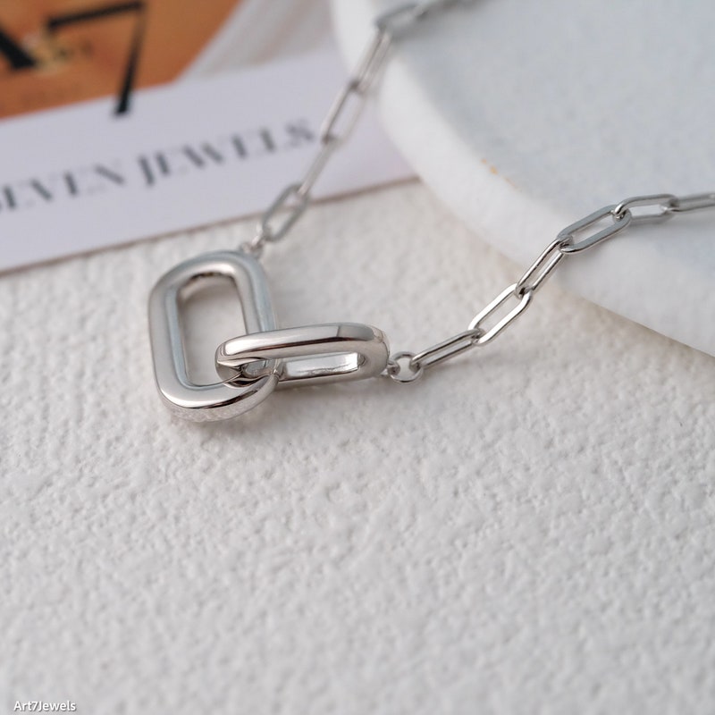 Silver Paperclip Necklace - Etsy