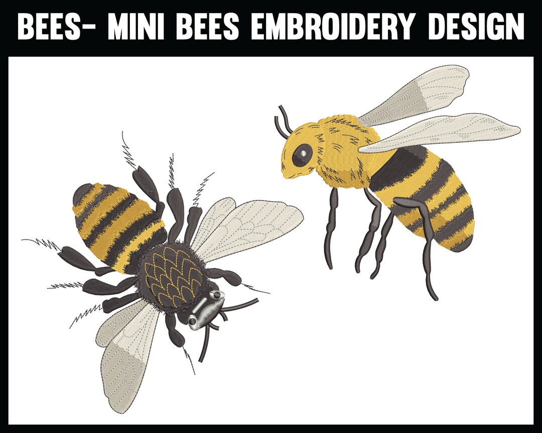Bee Embroidery Design, 2 Bees Flying Machine Embroidery Design ...