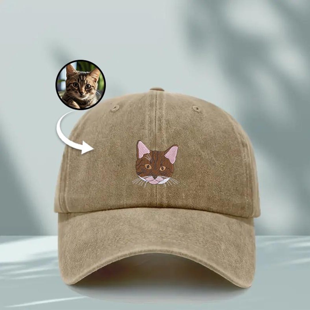 Custom Pet Face Embroidered Baseball Cap, Personalized Dog Face Vintage ...