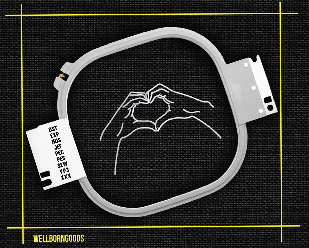 Hands Heart Embroidery Design, Line Art Finger Hand Heart Machine ...