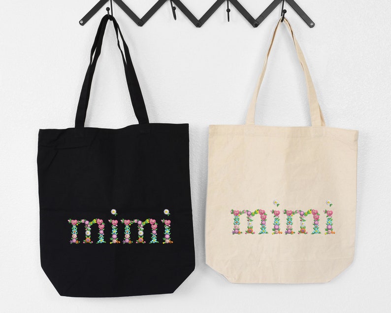 Mimi in Floral Letters Embroidery Design, Mimi Machine Embroidery Font ...