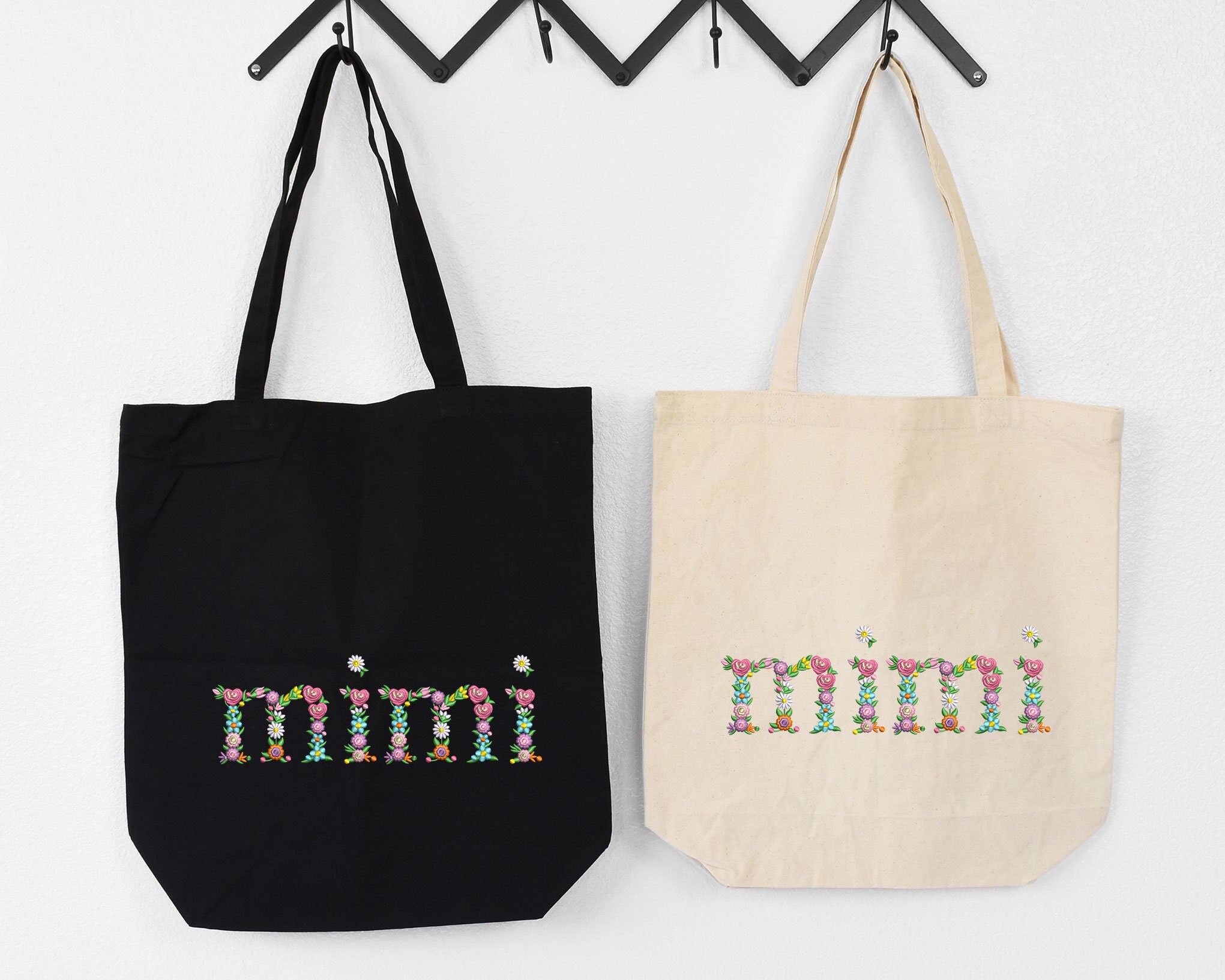 Mimi in Floral Letters Embroidery Design, Mimi Machine Embroidery Font ...