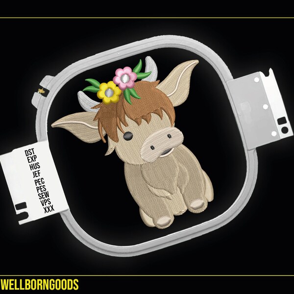 Highland Cow Embroidery Pattern Machine - Etsy