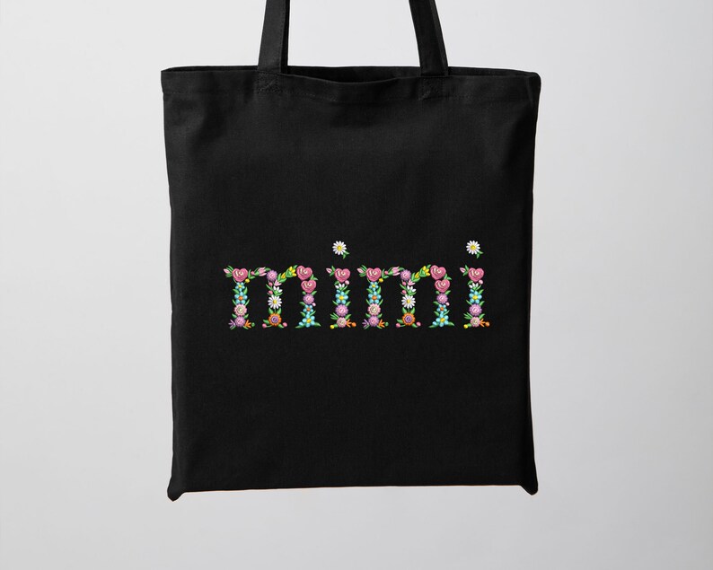 Mimi in Floral Letters Embroidery Design, Mimi Machine Embroidery Font ...