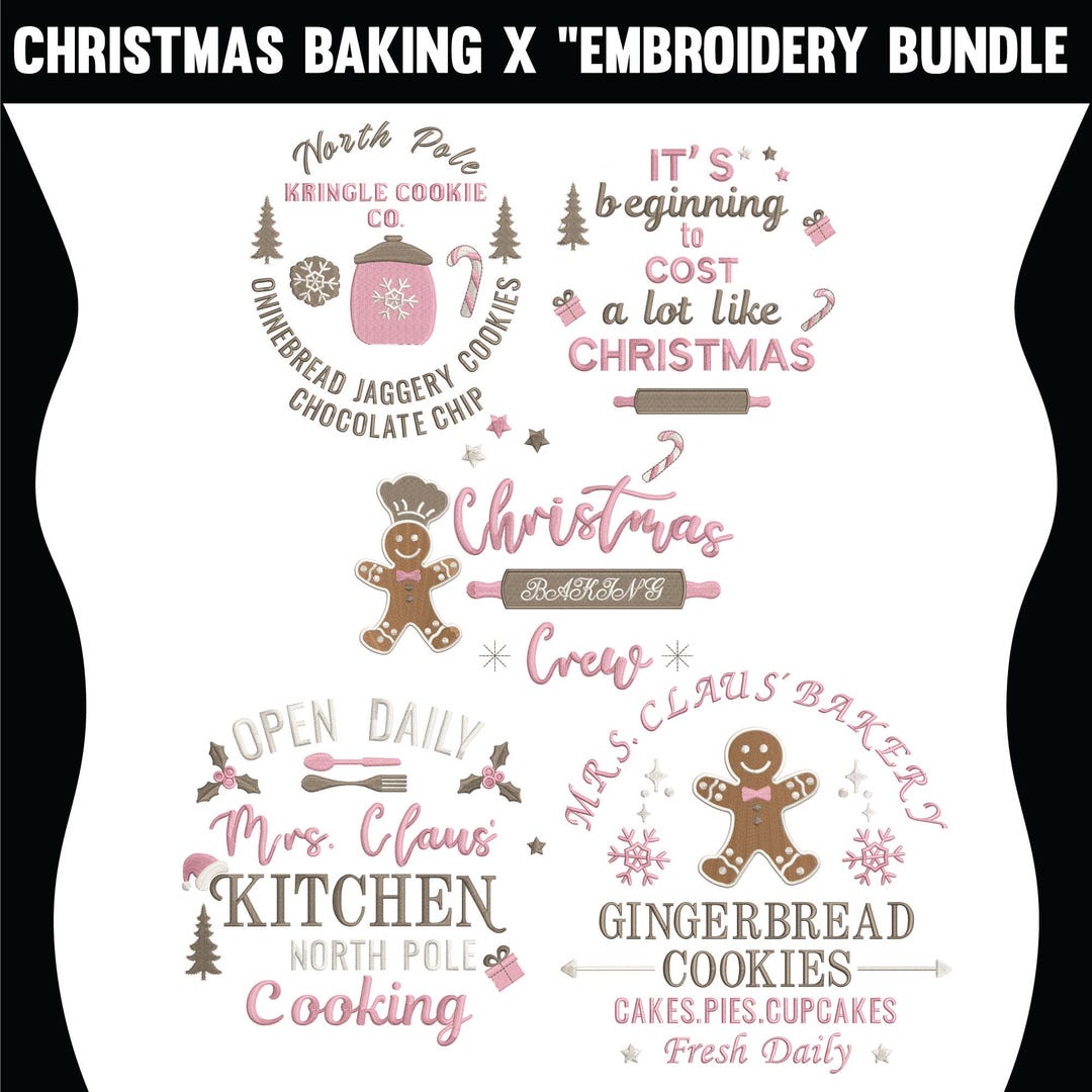 Christmas Baking Embroidery Designs, Gingerbread Bakery Embroidery ...
