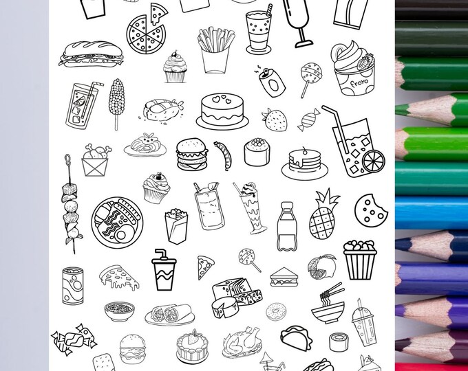 Coloriage aliments à imprimer pour les enfants - Etsy France