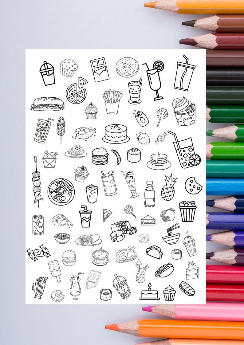Coloriage aliments à imprimer pour les enfants - Etsy France