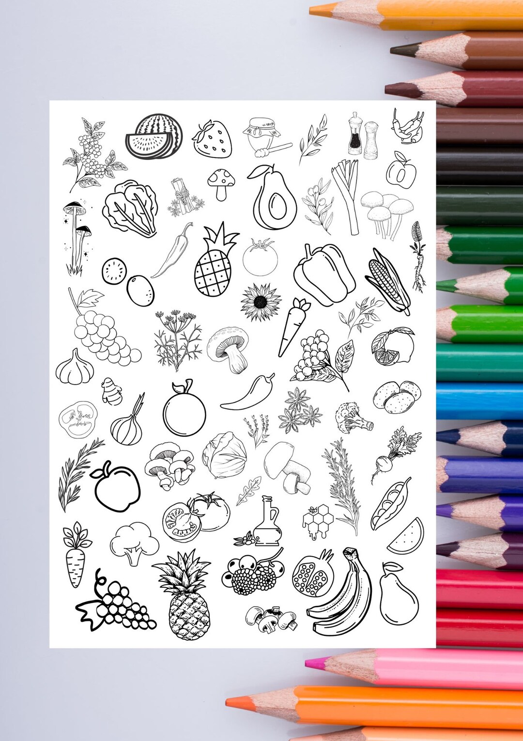 Coloring Food Printable Page Digital File for Kids - Etsy