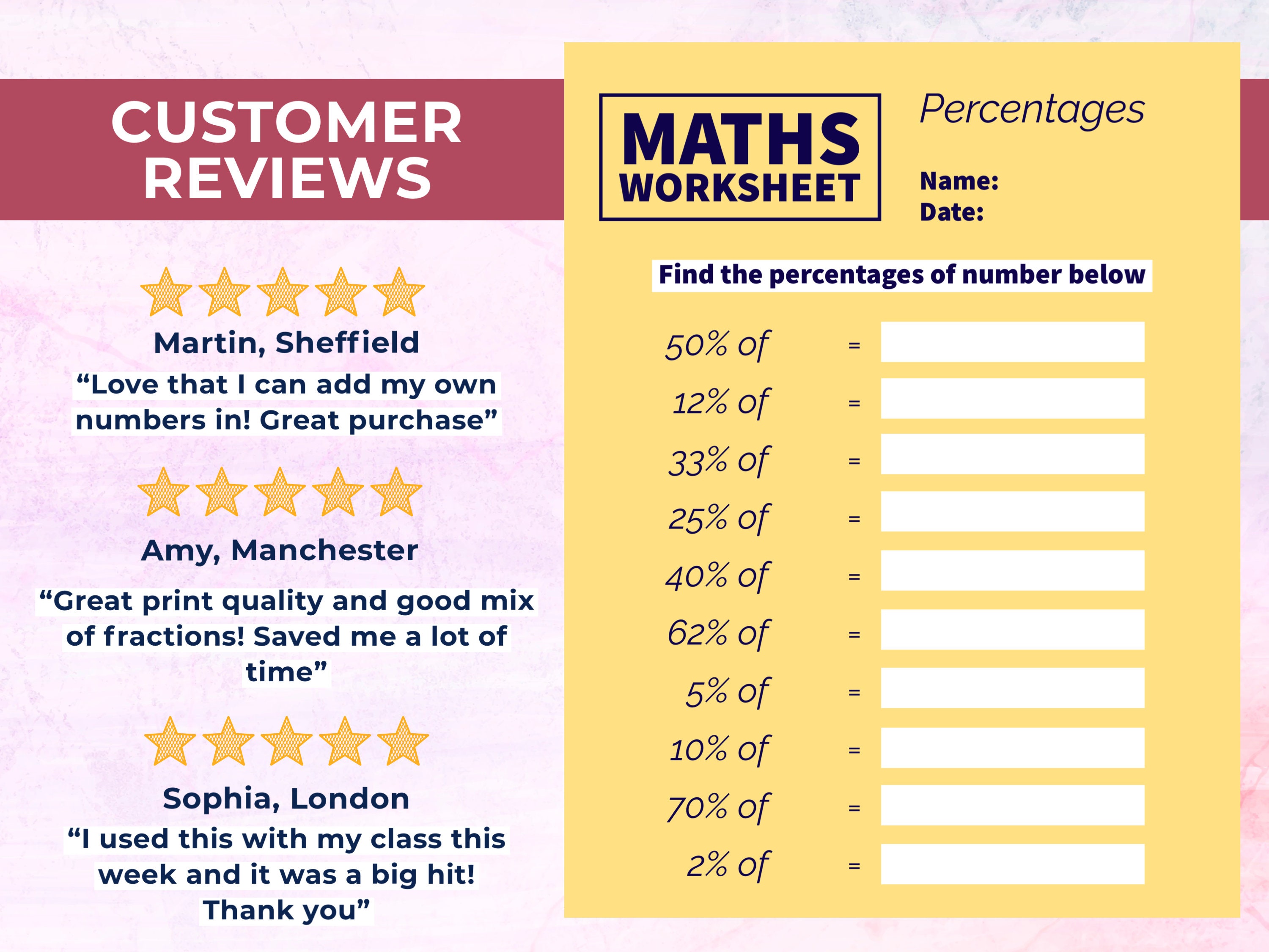 MATHS WORKSHEET PERCENTAGES - Printable Worksheet Maths Lesson ...