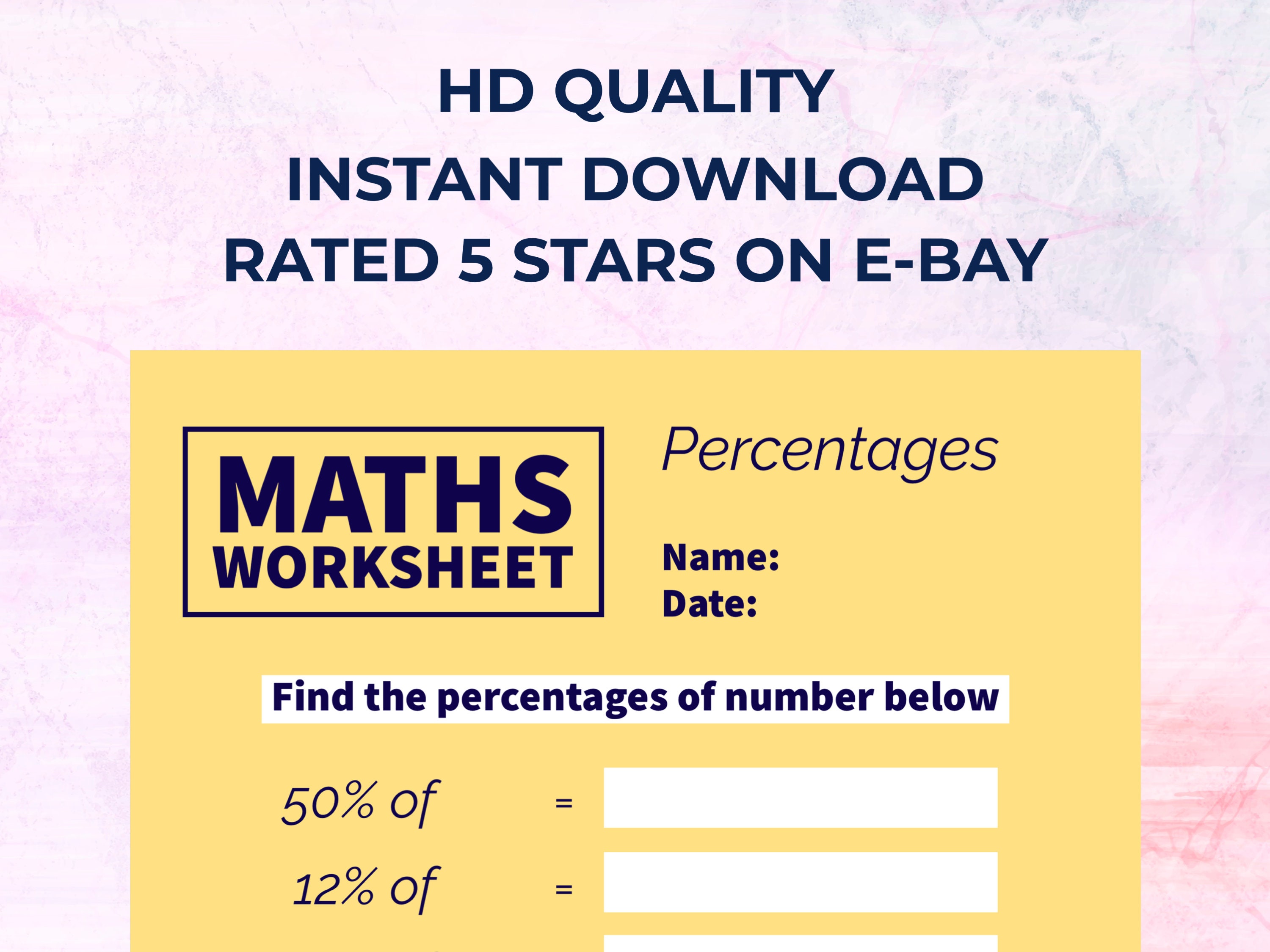 MATHS WORKSHEET PERCENTAGES - Printable Worksheet Maths Lesson ...