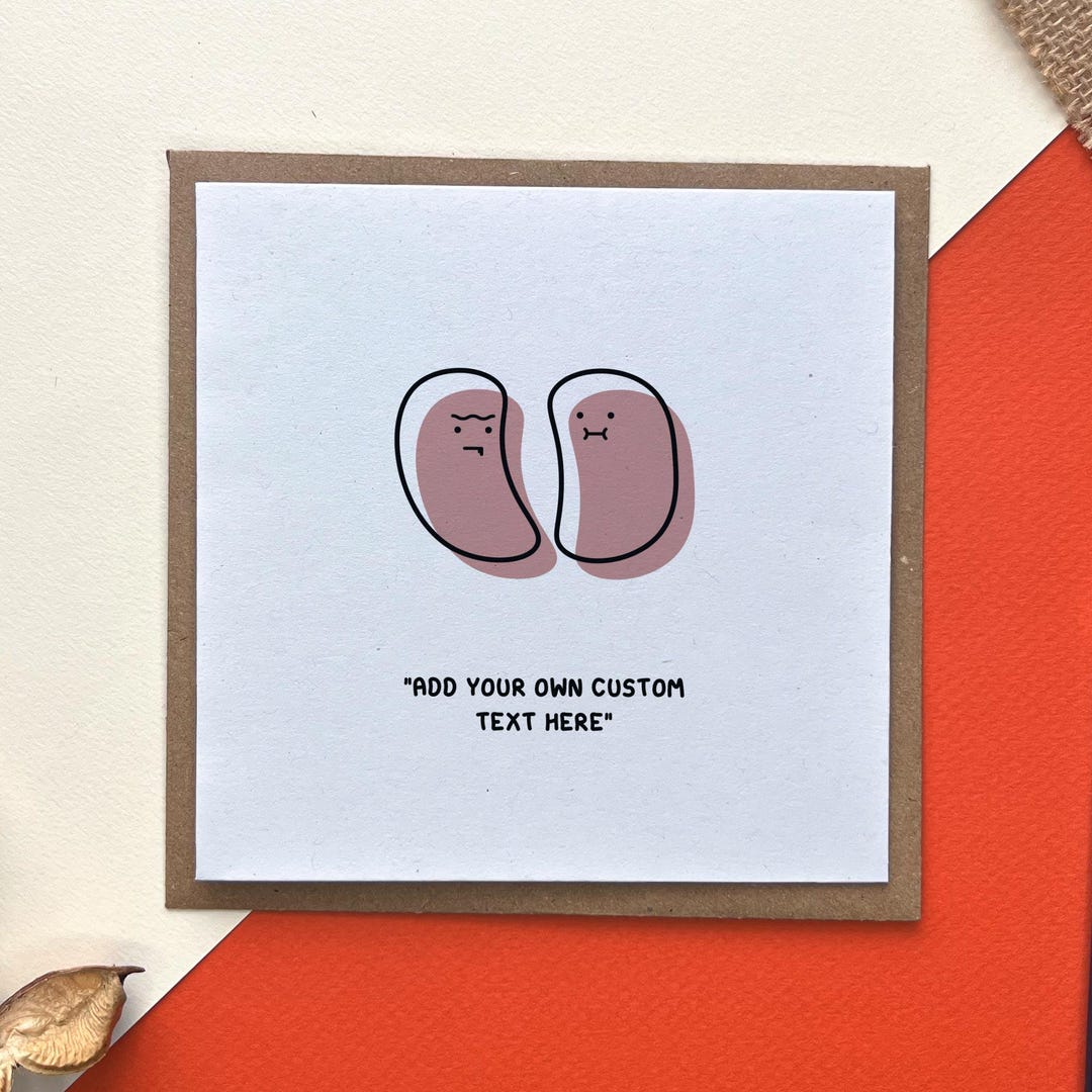 Customise Kidney Bean Greeting Card - Personalised | Unique Square Card ...