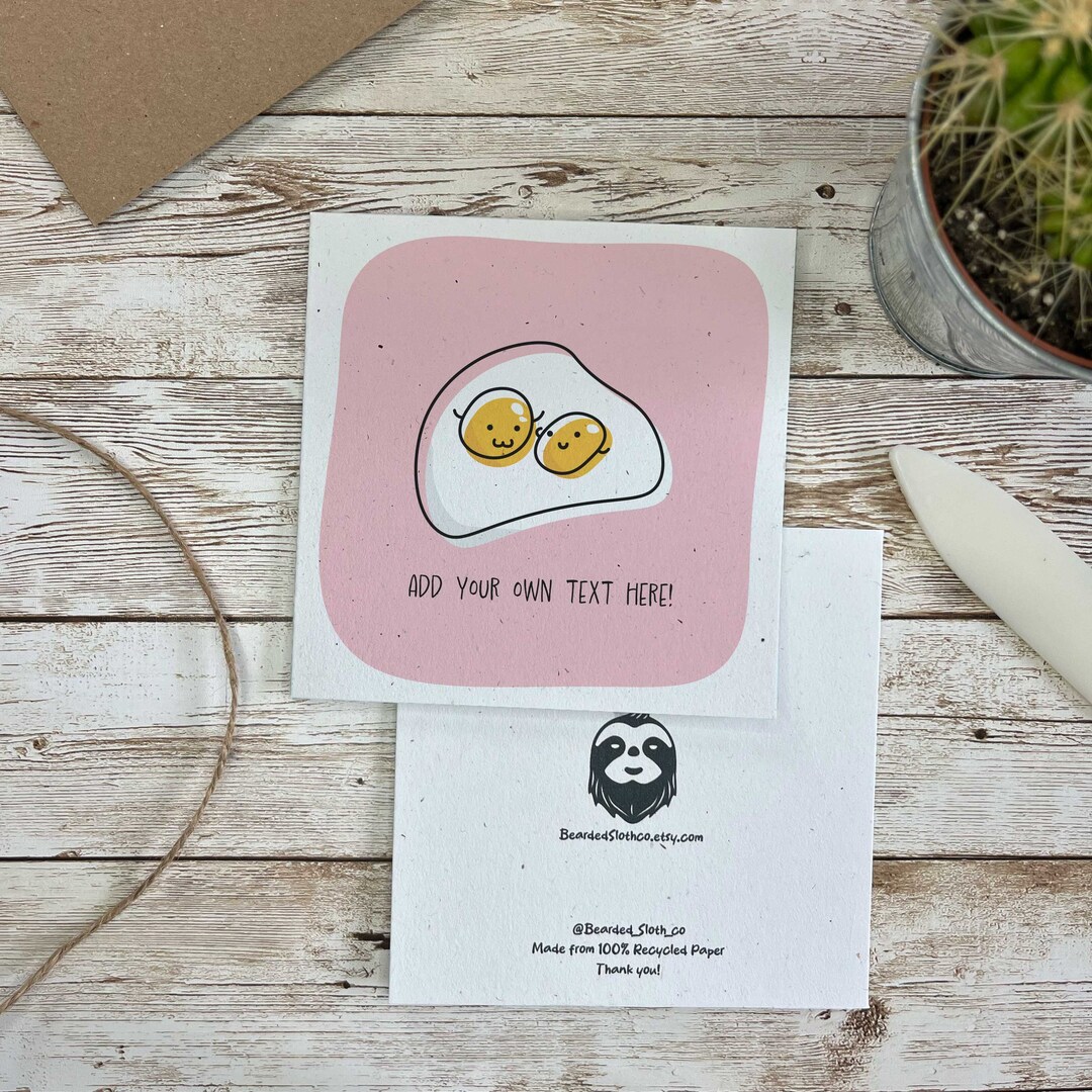 Fried Eggs Greeting Card Couple Simple Partner Illustrated Square Card ...