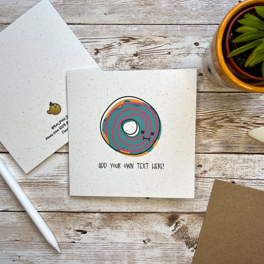 Blueberry Donut Greeting Card Personalised Cute Sweet Treat Illustrated ...