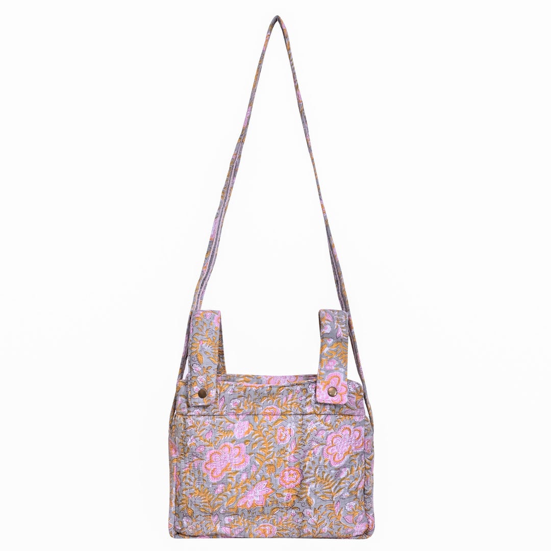 Floral Quilted Crossbody Bag, Handmade Cotton Shoulder Purse, Boho ...