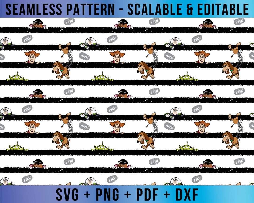 Toy Story Seamless Pattern Editable SVG Vector for Cricut and ...