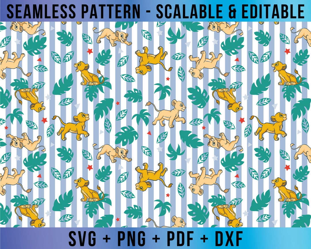 Lion King Seamless Pattern Editable SVG Vector for Cricut and ...